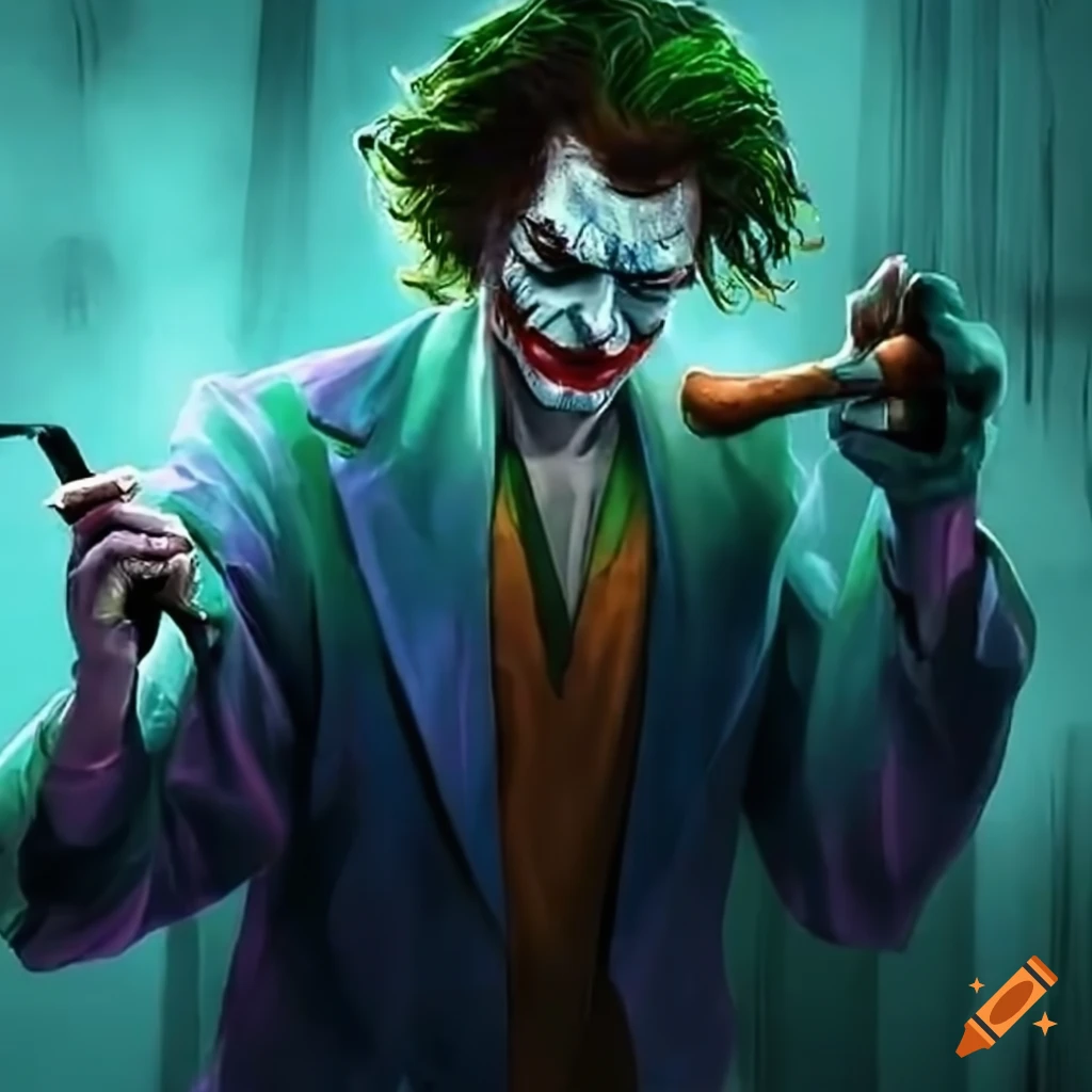 Illustration of the Joker practicing martial arts on Craiyon