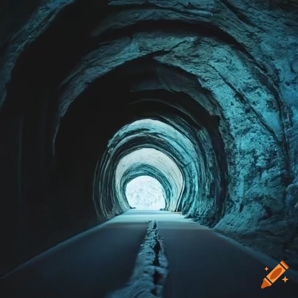 Tunnel through rock on Craiyon
