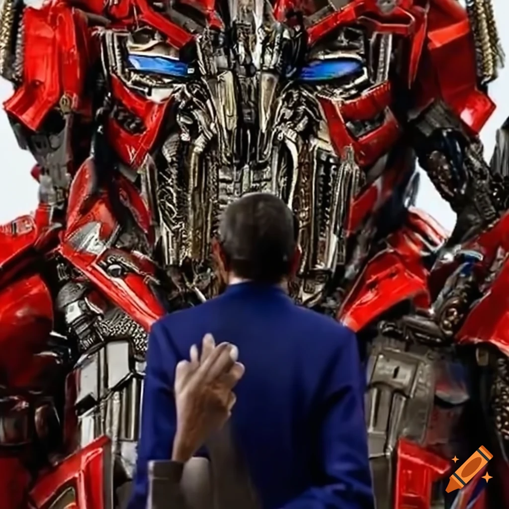 Barack obama shaking hands with optimus prime on Craiyon
