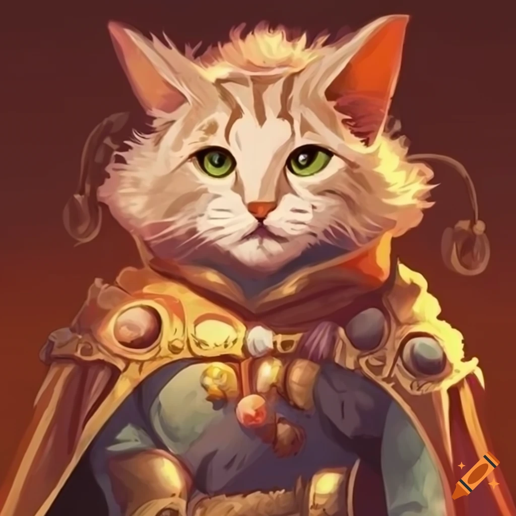 Dungeons and dragons holy cleric depicted as a maine coon cat on Craiyon