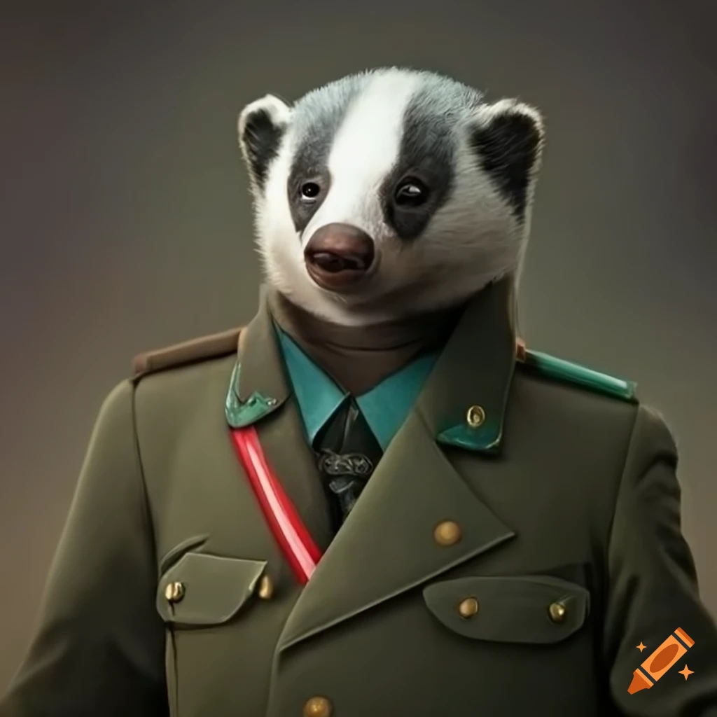 Photorealistic portrait of a distinguished human-badger hybrid in a ...