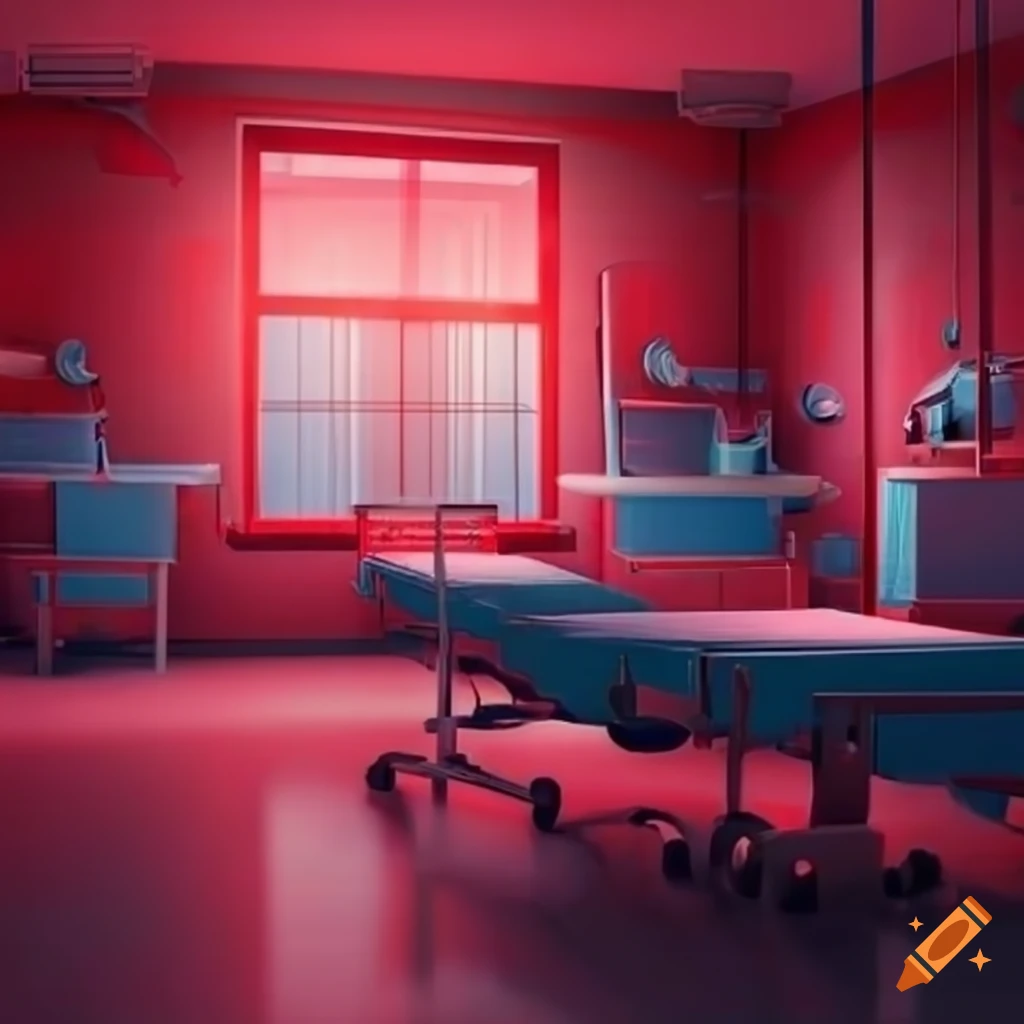 Hospital emergency surgery room with red lighting on Craiyon