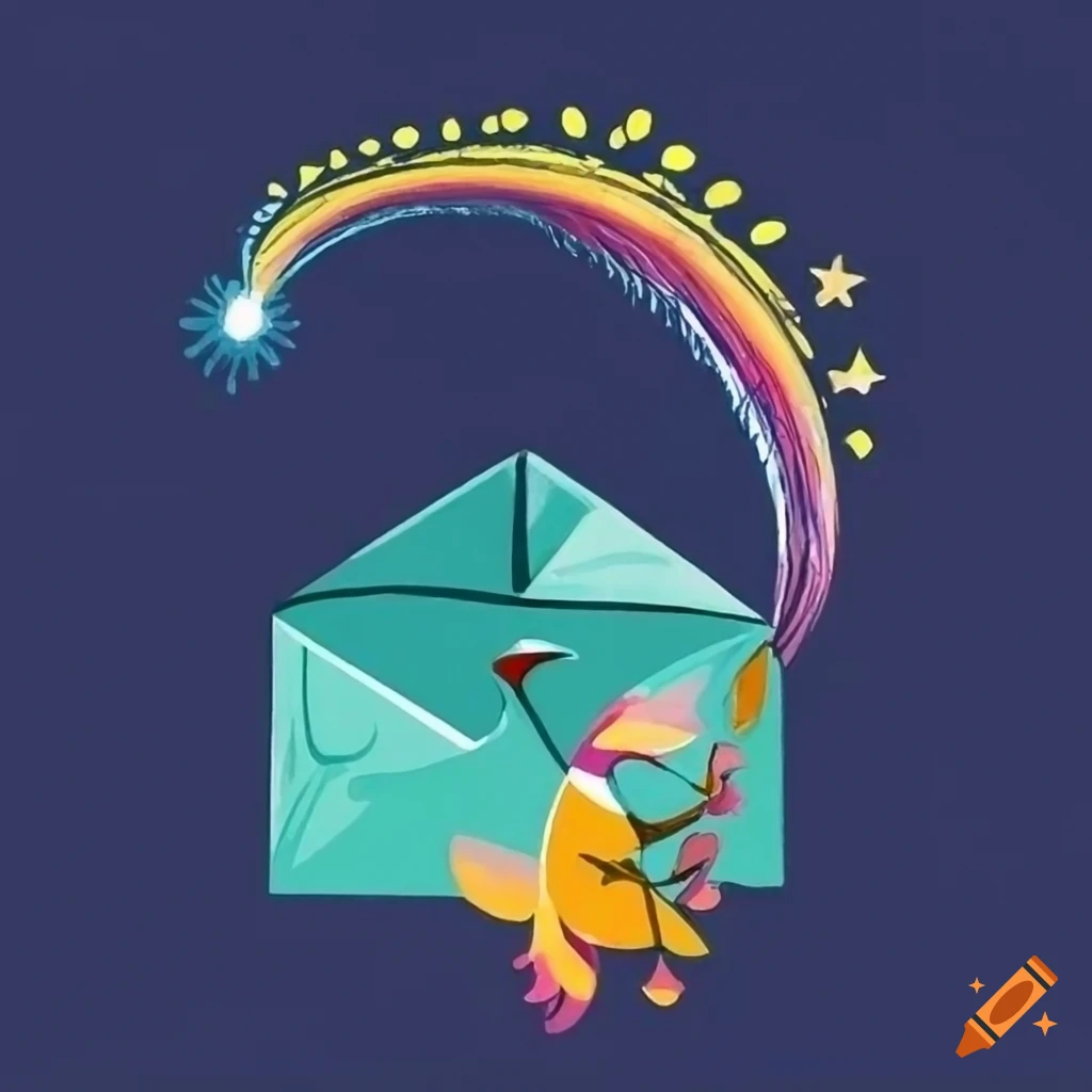 Shooting star and bird with envelope in picasso style on Craiyon