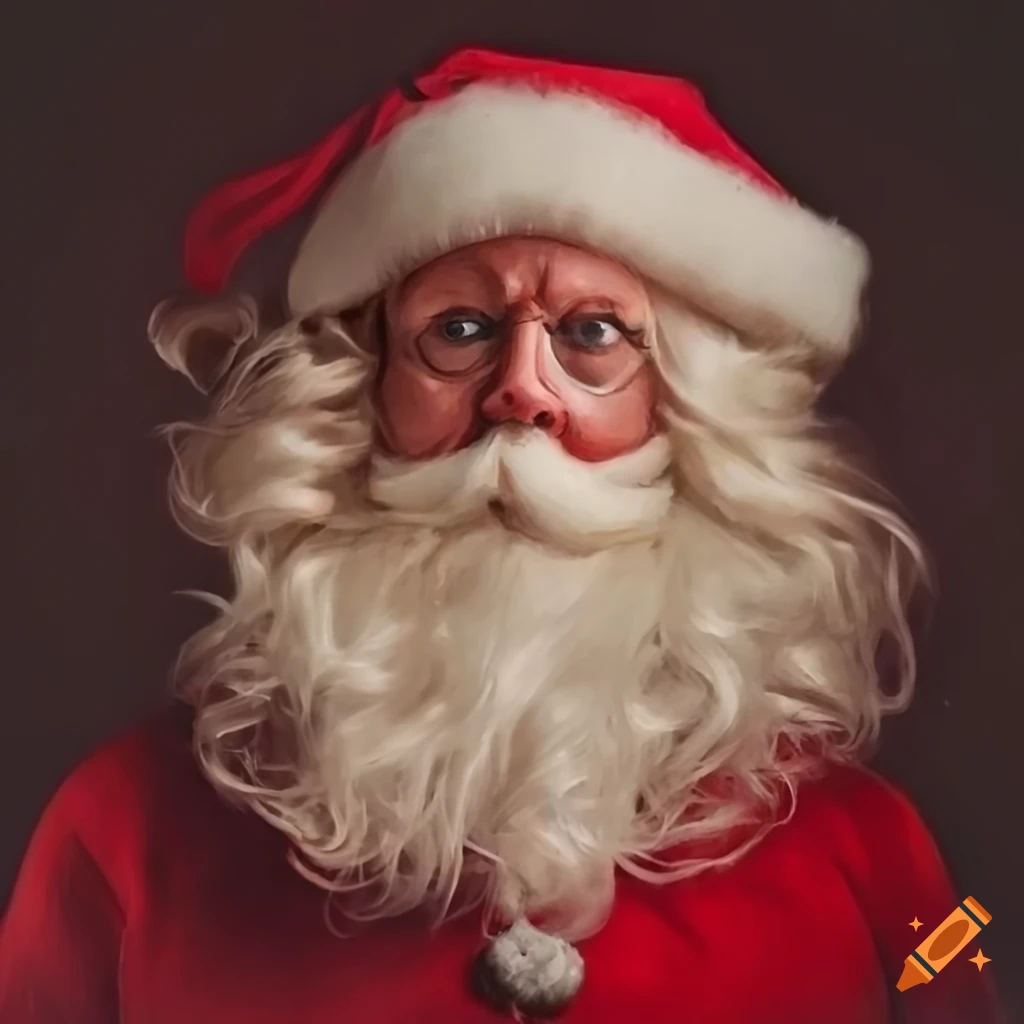 Symmetrical santa claus portrait with bold colors on Craiyon