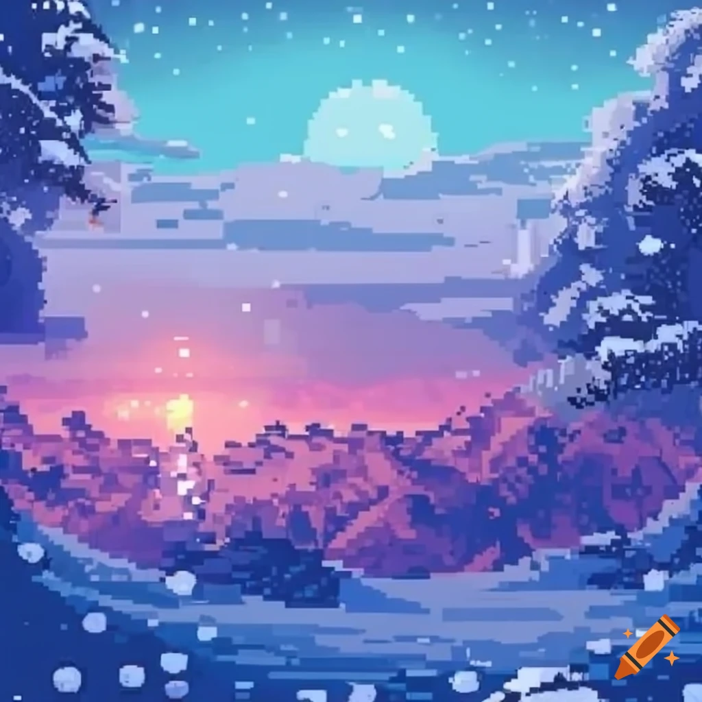 Snowy pixelated background on Craiyon