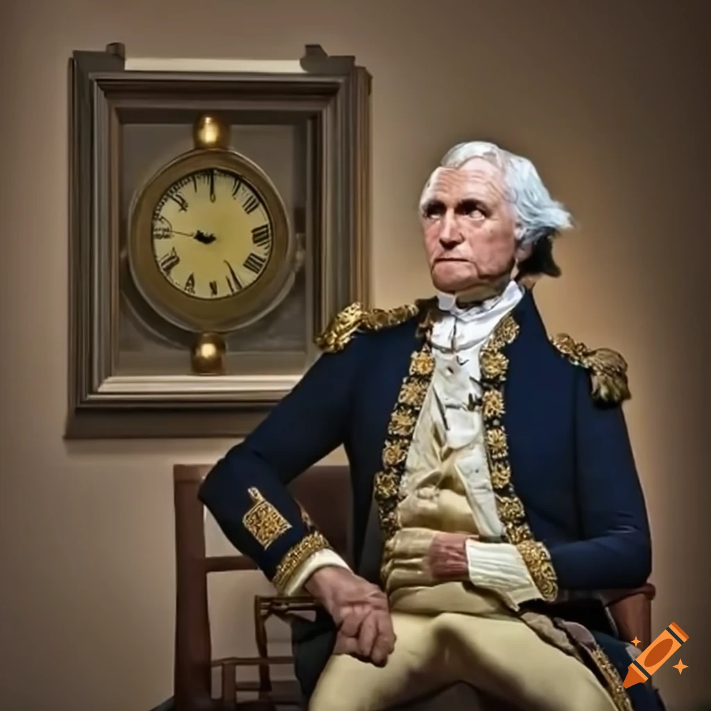 George washington looking at a clock on Craiyon
