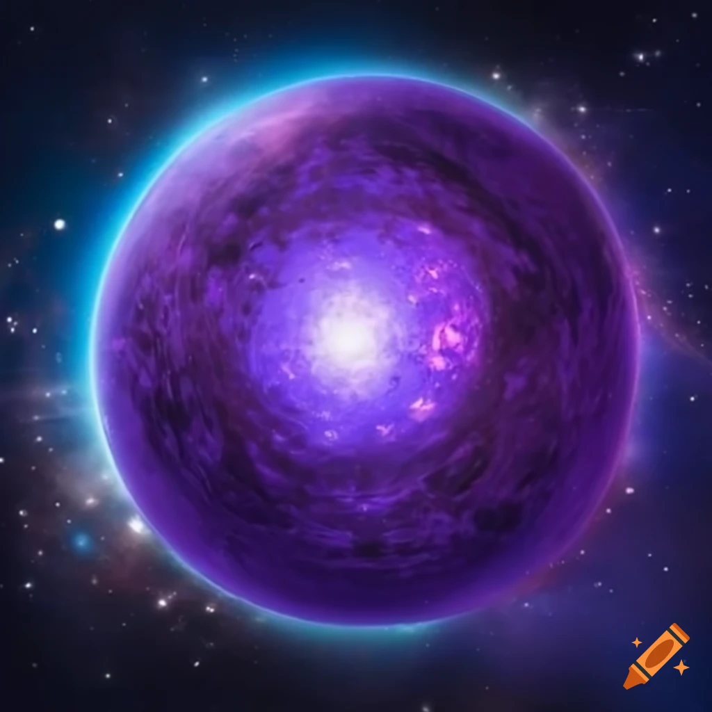 Purple and blue orb in space on Craiyon