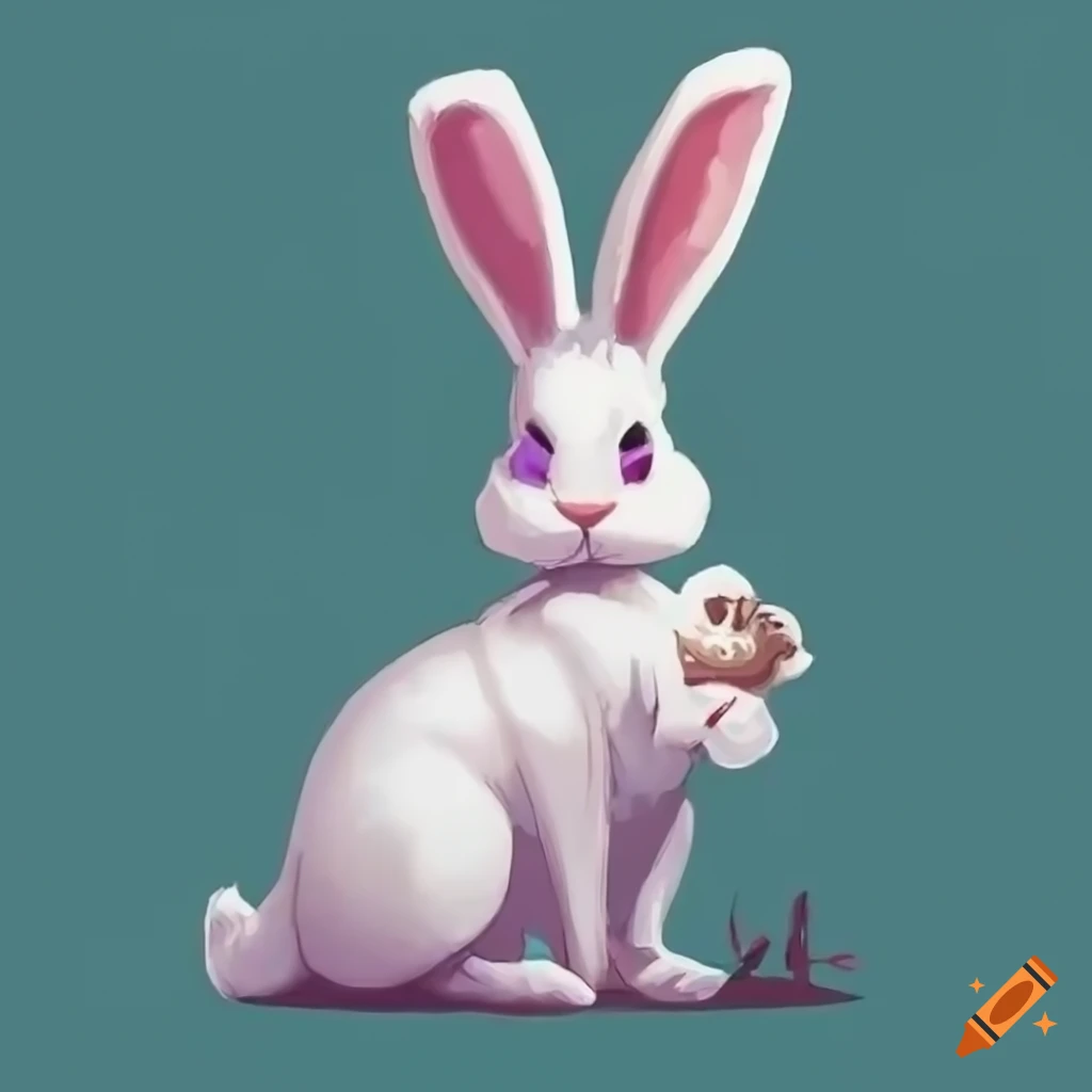 White rabbit in soft art style for 2d video game on Craiyon