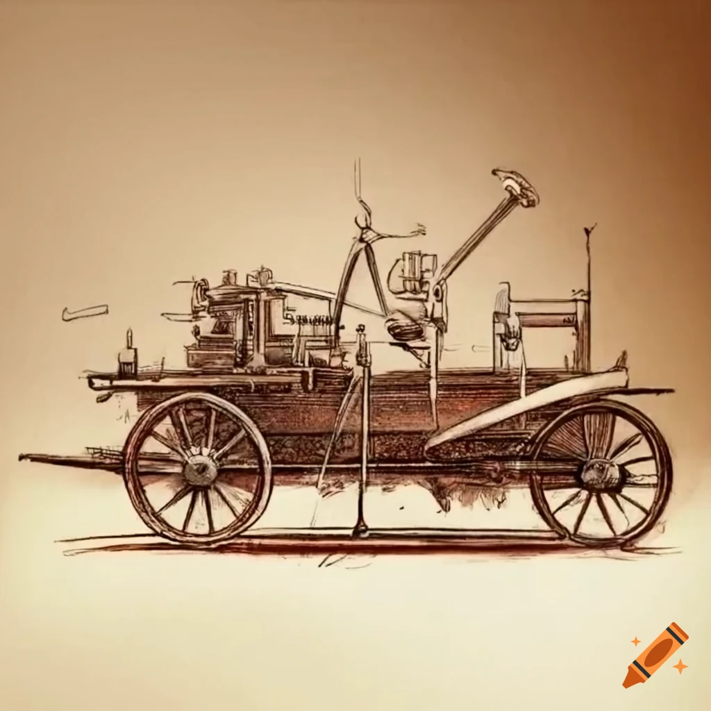 Technical study of half renaissance cart, half porsche 911 cabriolet ...