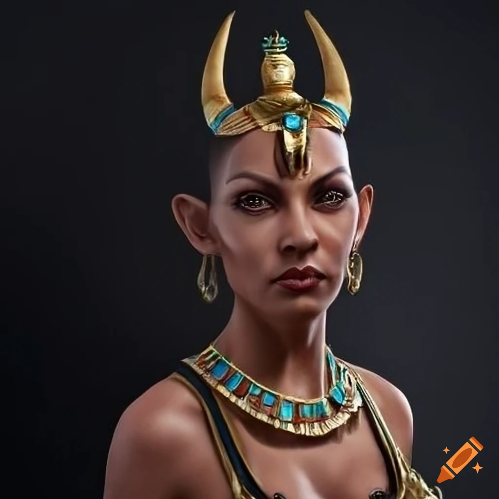 Modern realistic depiction of the egyptian bat 'cow goddess' female on ...