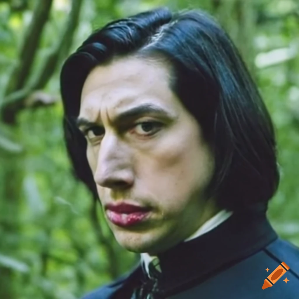 Adam Driver portraying Severus Snape with a nature background on Craiyon