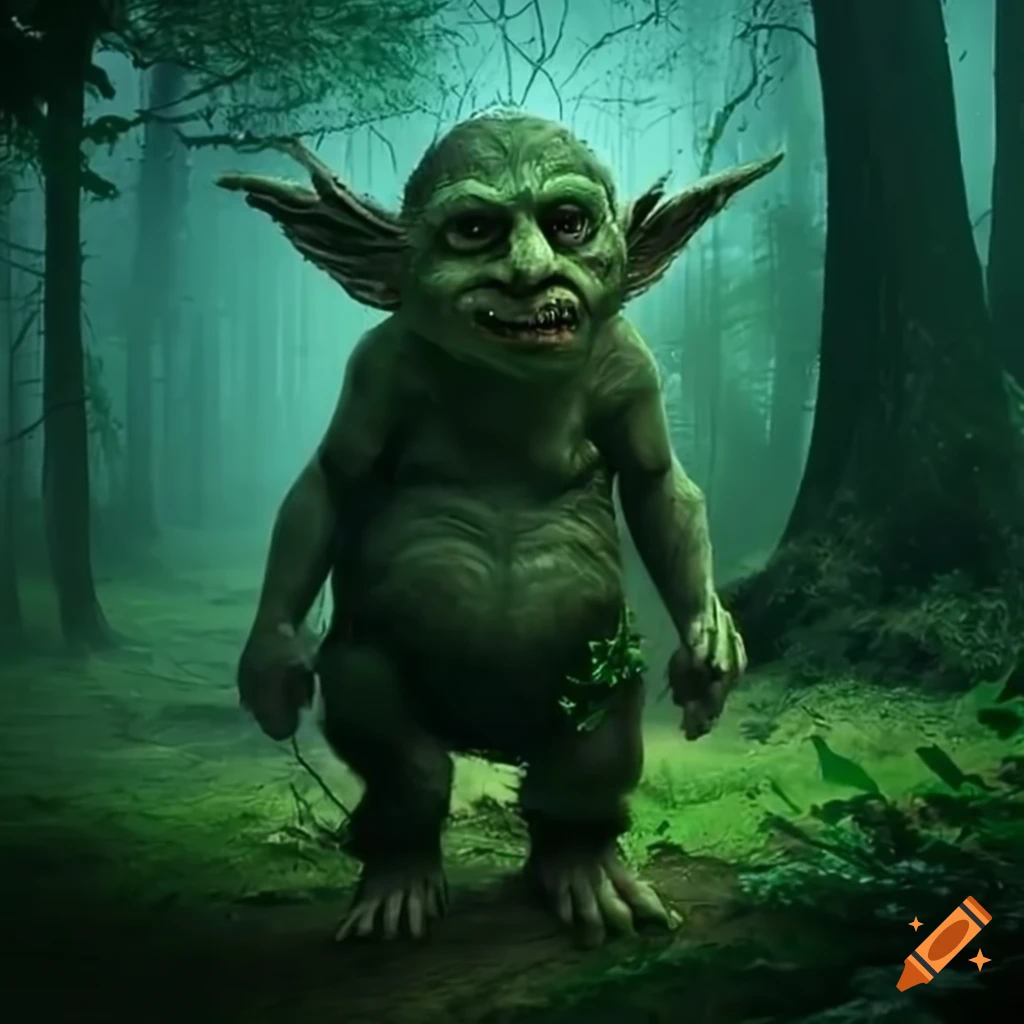 Forest with hidden trolls behind every tree on Craiyon