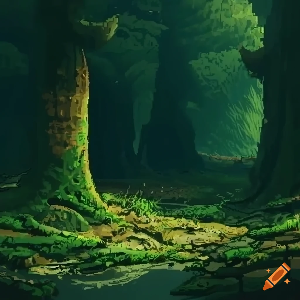Pixelated forest on Craiyon
