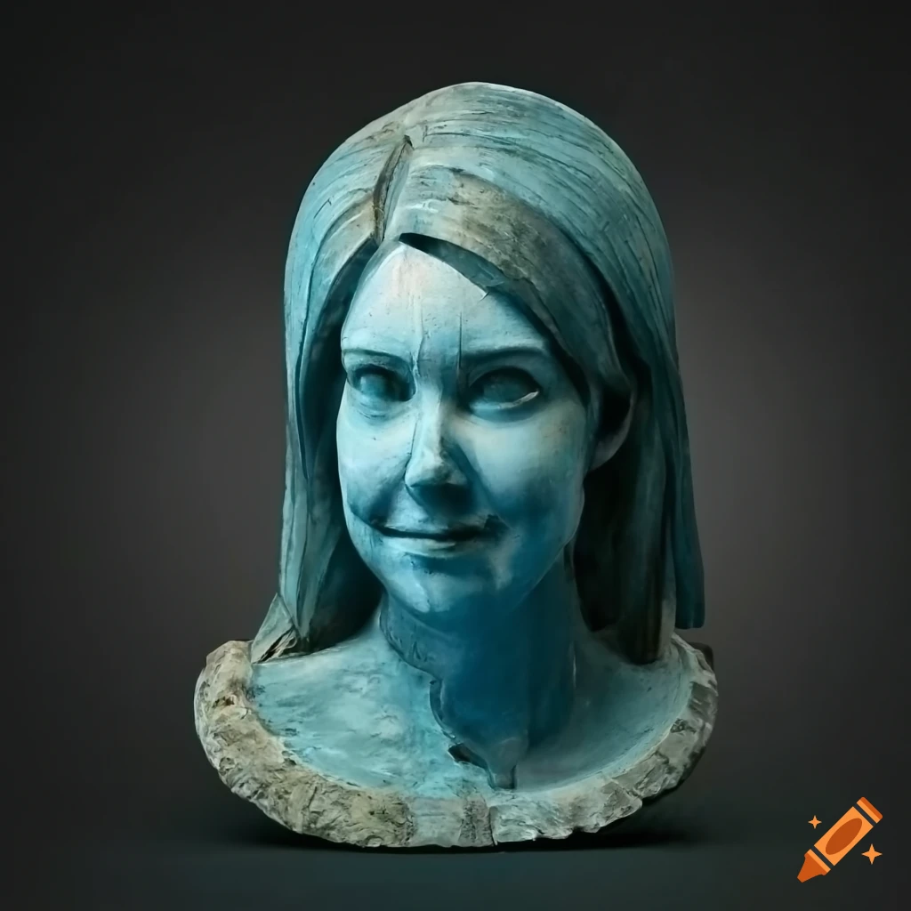 Sculpture portrait of Elizabeth Holmes with biomechanical and ancient ...