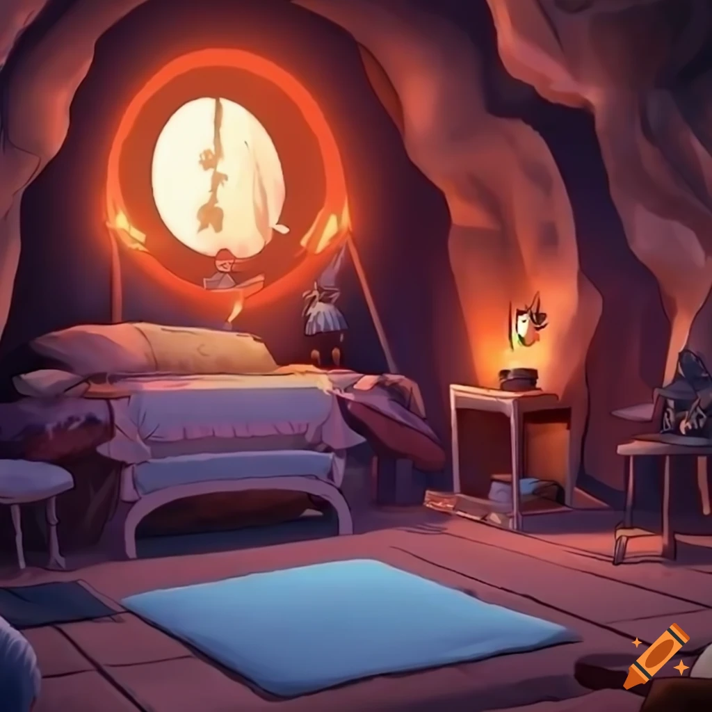 Cave bedroom interior for a vtuber on Craiyon