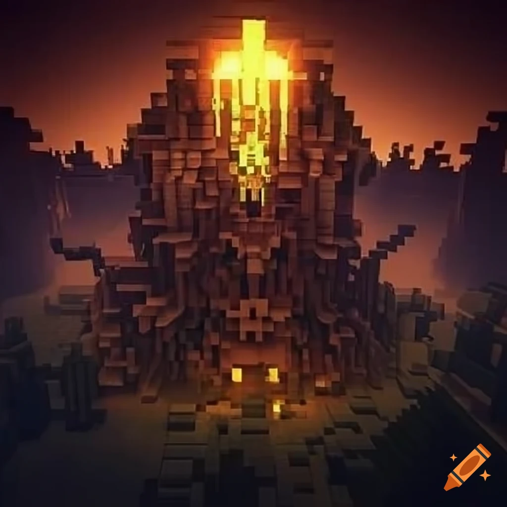 Epic h.p. lovecraft themed minecraft build on Craiyon