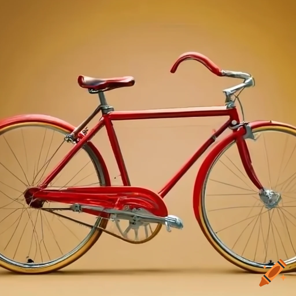 Red retro racing bicycle with yellow tires on Craiyon