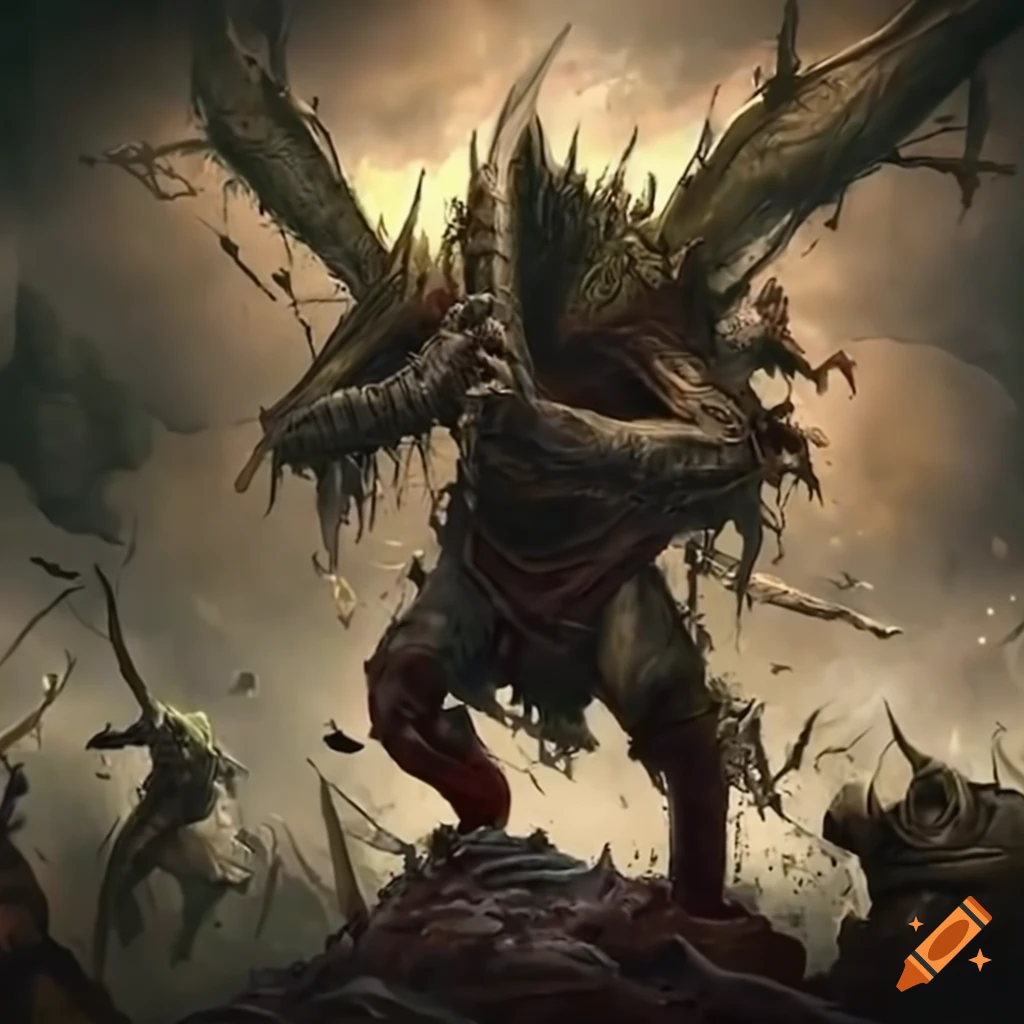 Intense battle scene between undead creatures and military soldiers on ...