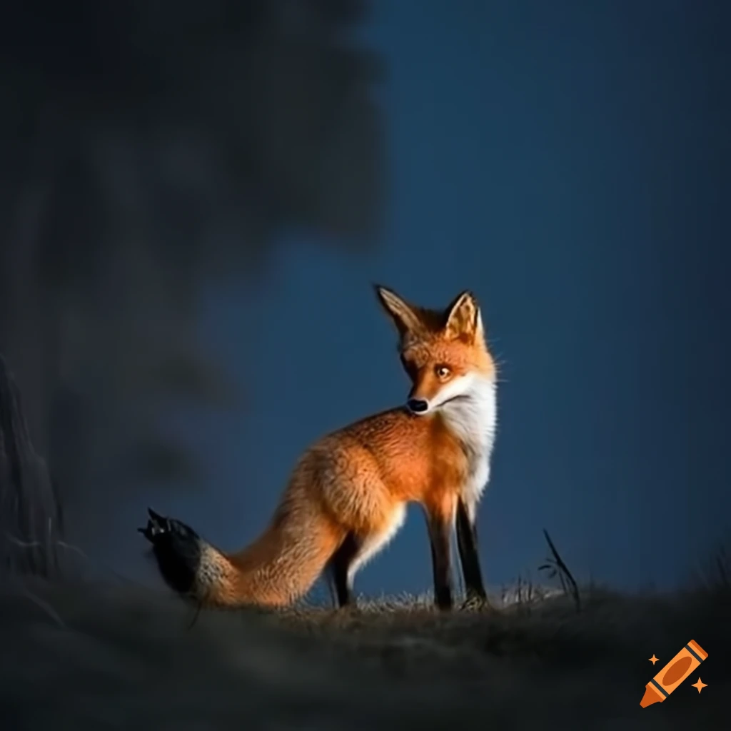 Fox in the night on Craiyon
