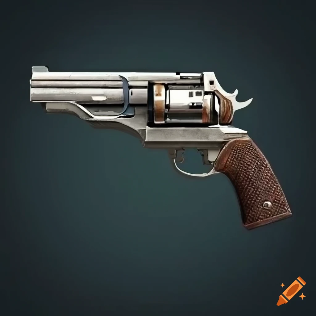 Revolver with long barrel in science fiction art deco design on Craiyon