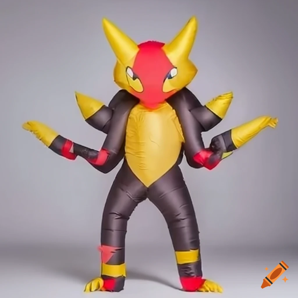 Child wearing an inflatable Pokémon Alakazam costume on Craiyon