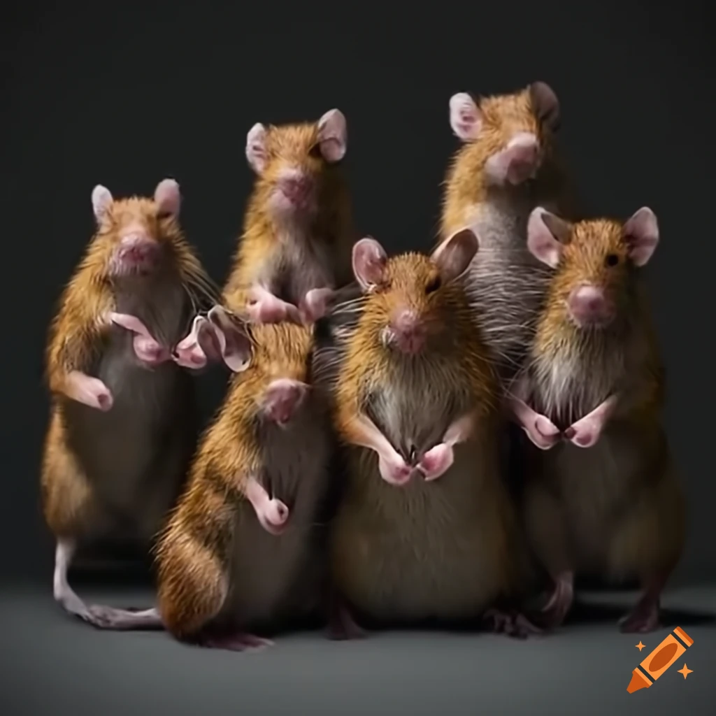 Curious rodents posing for a group photo on Craiyon