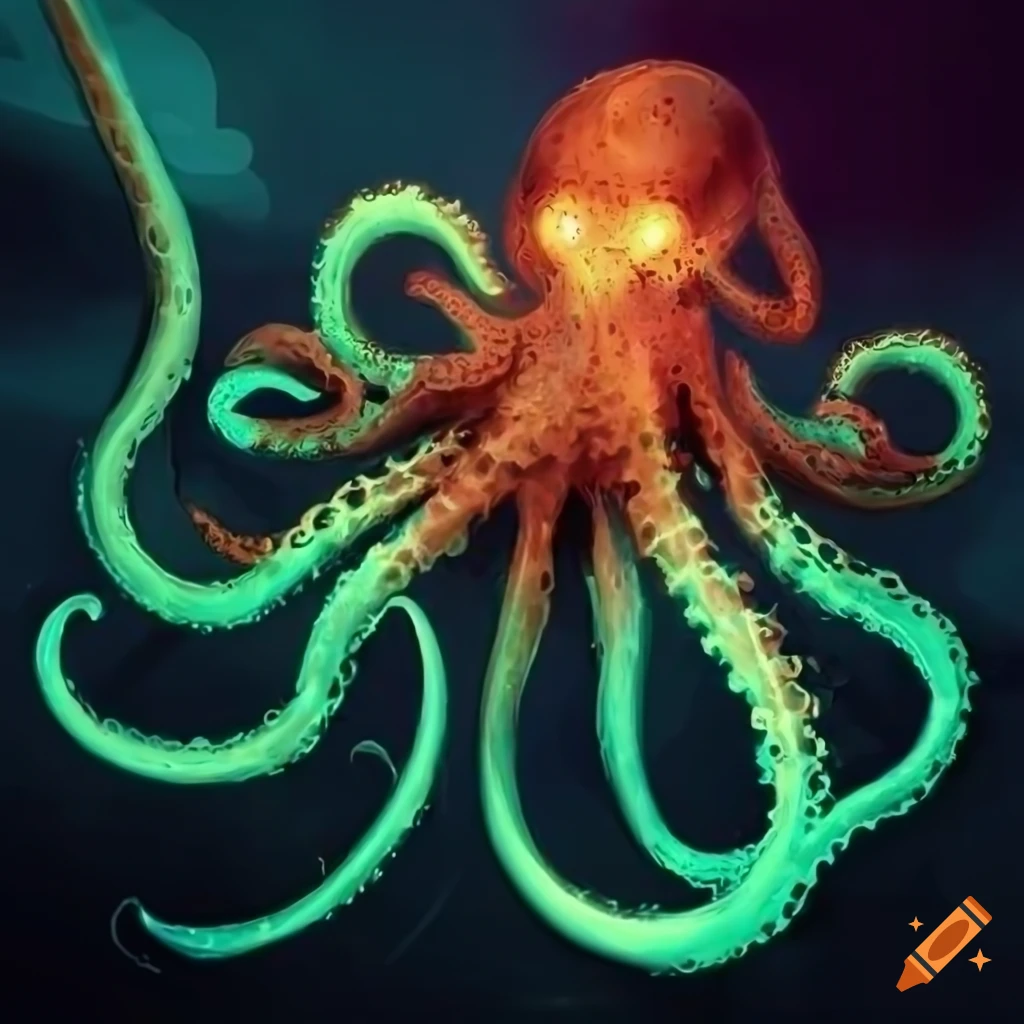 Glowing kraken artwork on Craiyon