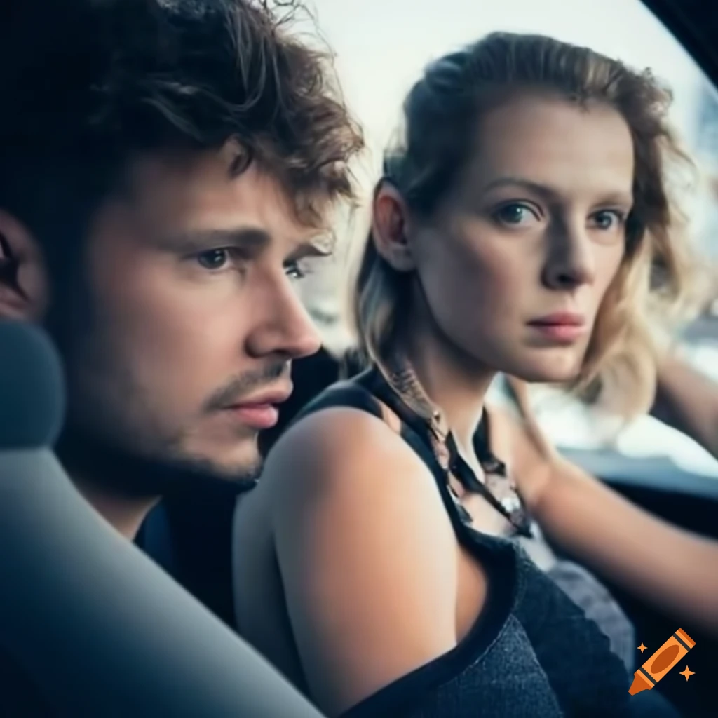 Two people in a car on Craiyon