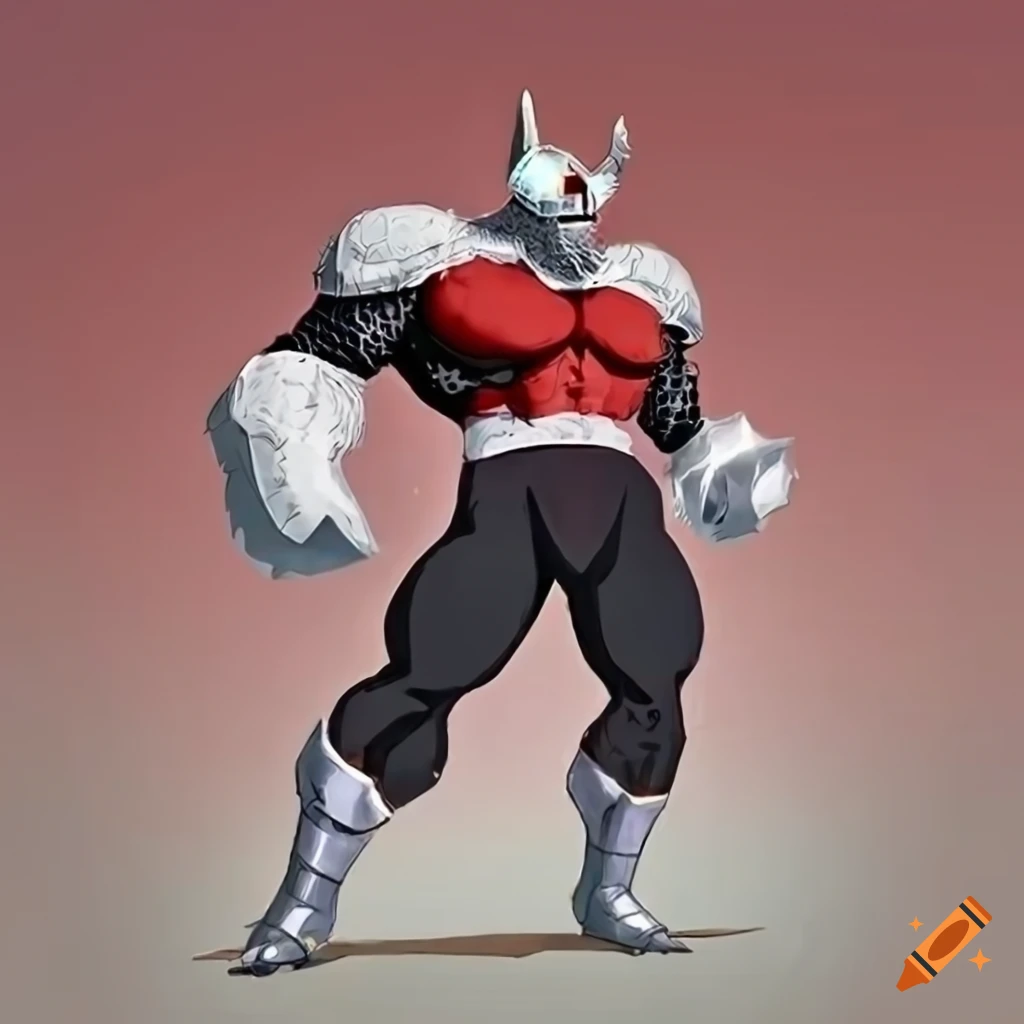 Toppo god of destruction in medieval armor with red scythe on Craiyon