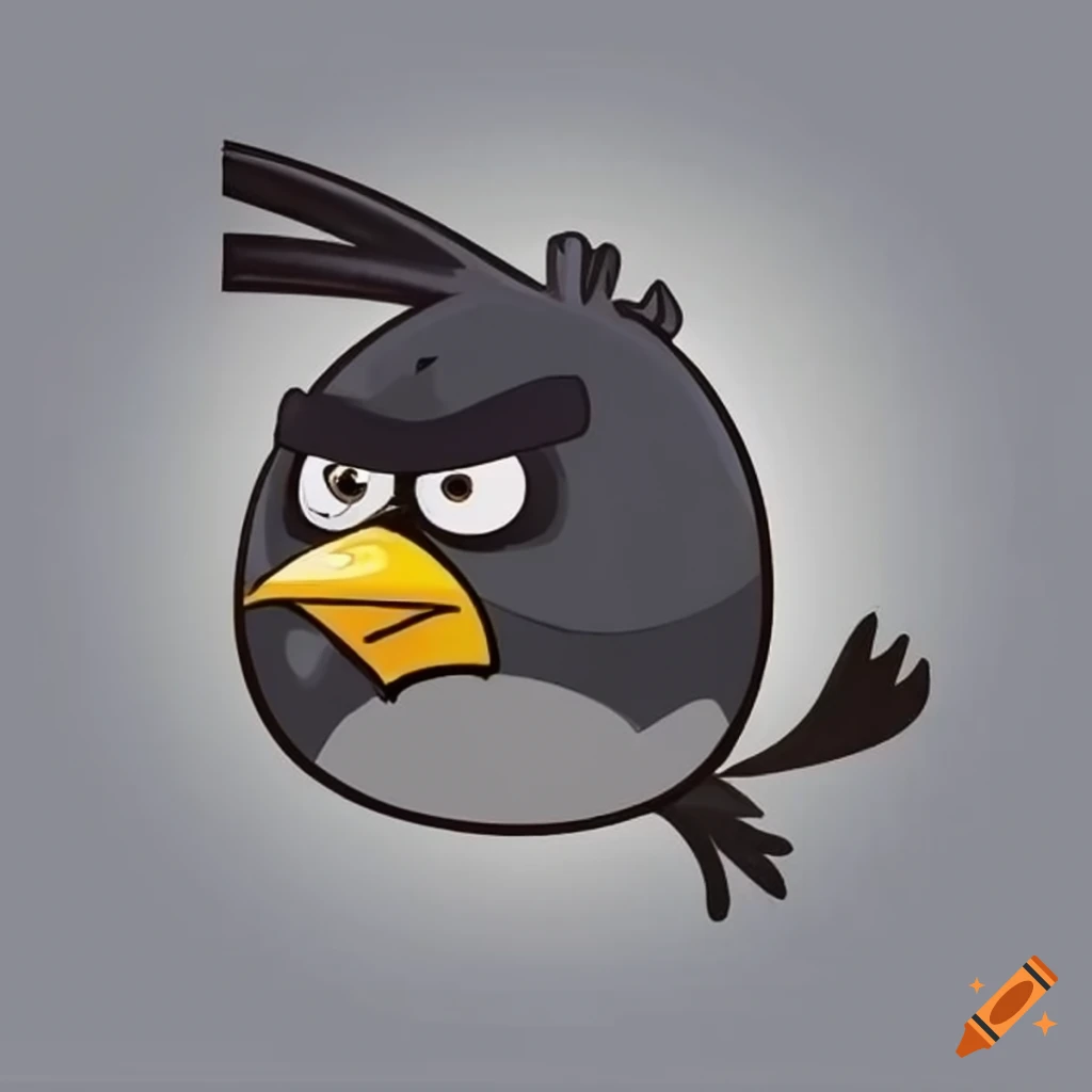 Black bird in the angry birds style on Craiyon