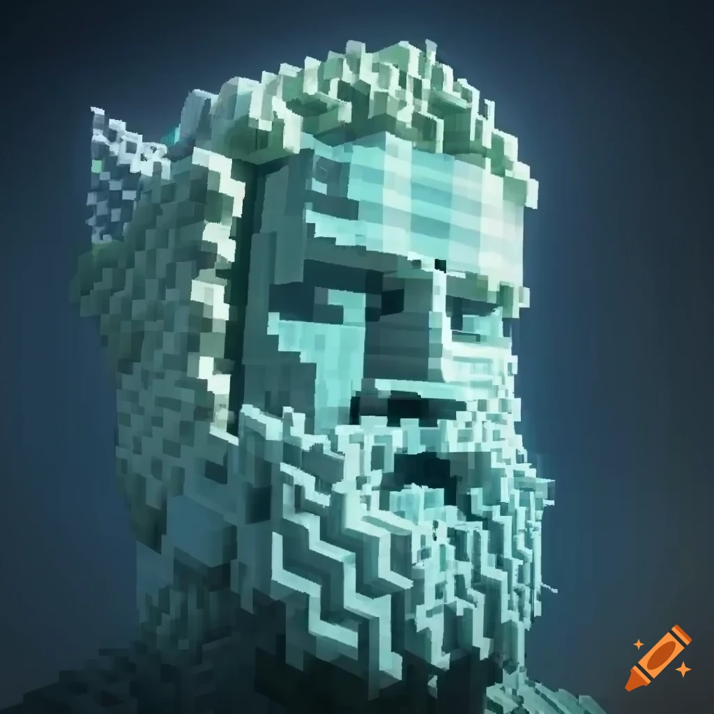 Poseidon head in Minecraft on Craiyon