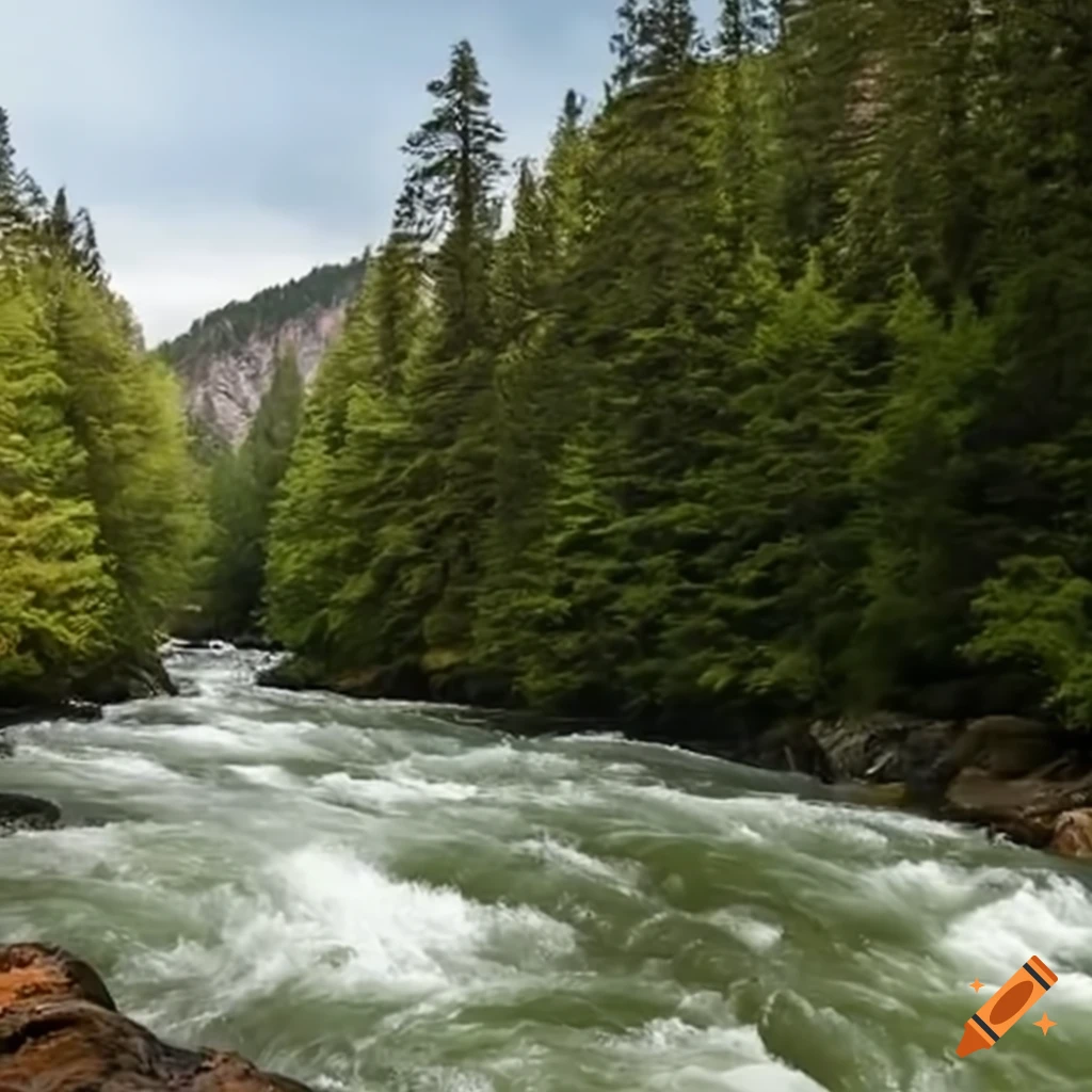 Majestic whitewater river on Craiyon