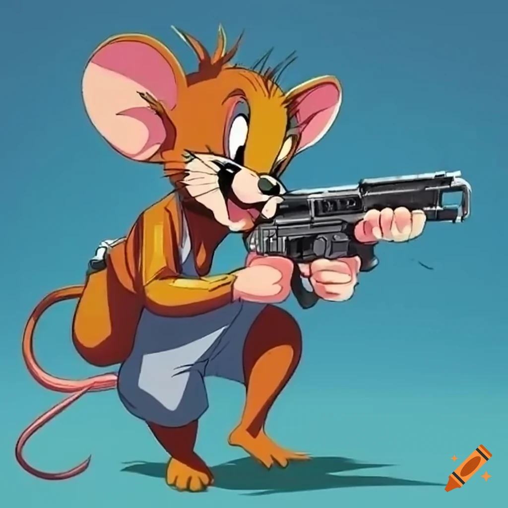 Jerry mouse with a gun on Craiyon