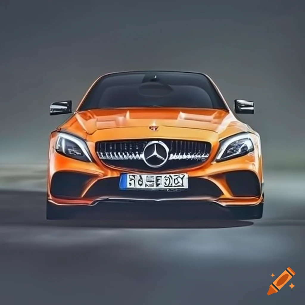 Orange mercedes c amg with number plate bx18 rku on Craiyon