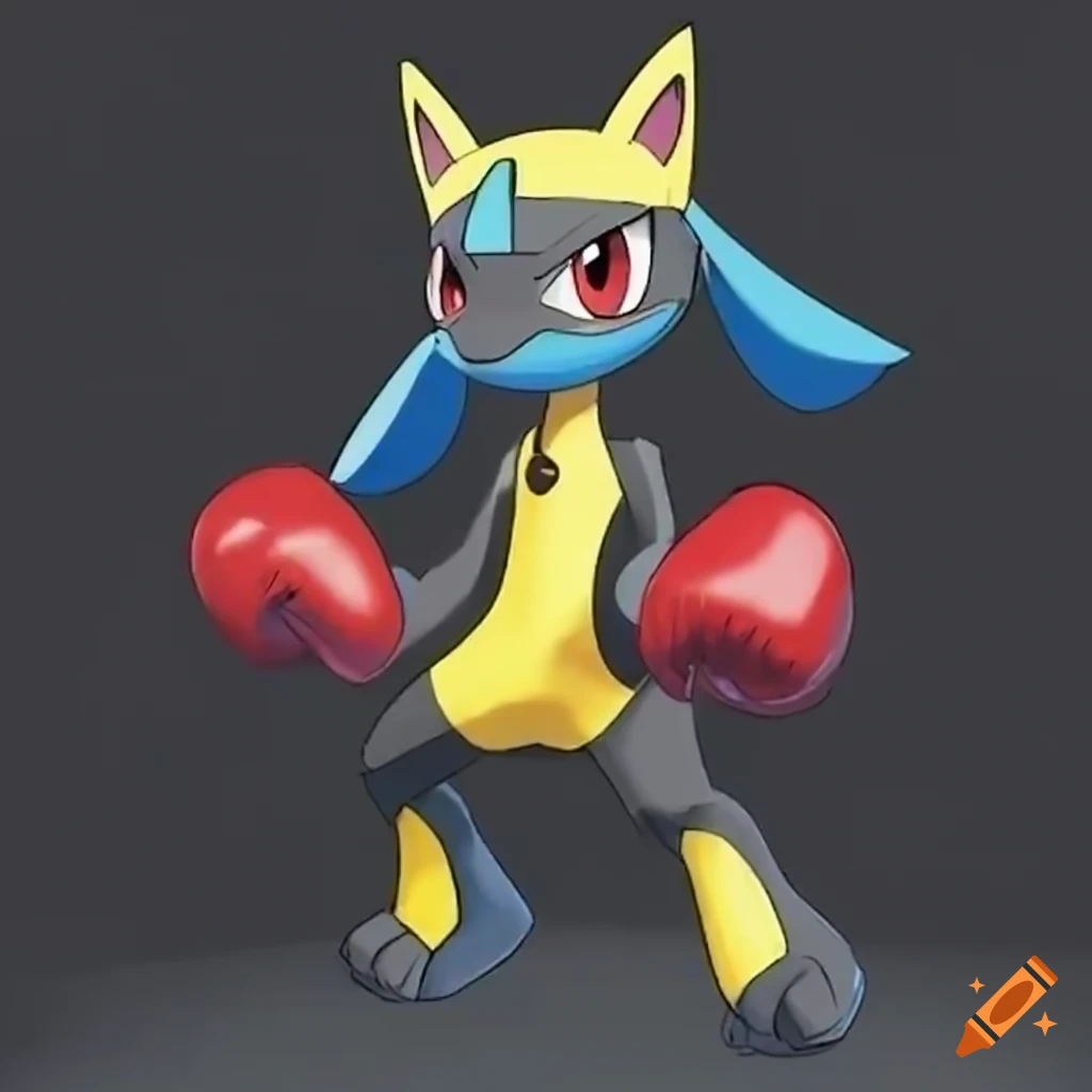 Riolu Wearing A Yellow Singlet And Red Boxing Gloves In Action On Craiyon