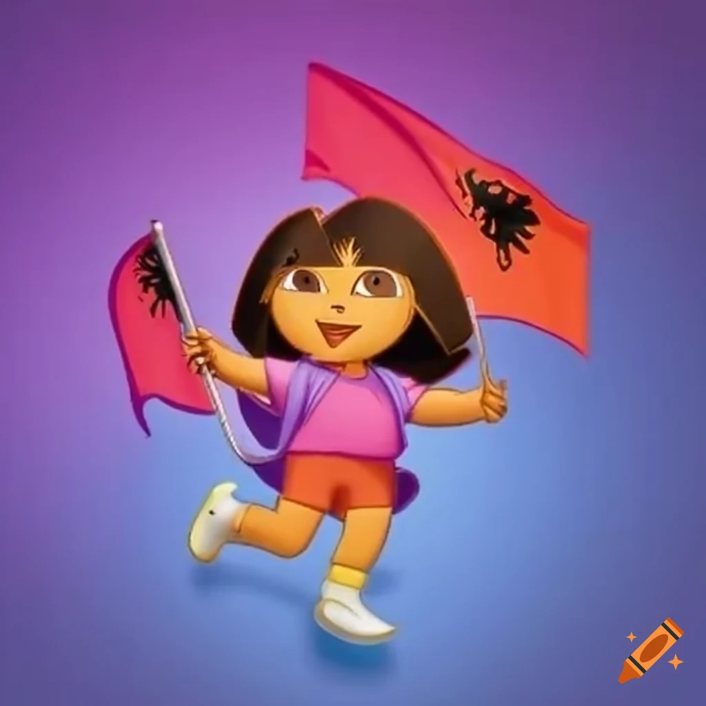 Dora the explorer holding albanian flag on Craiyon