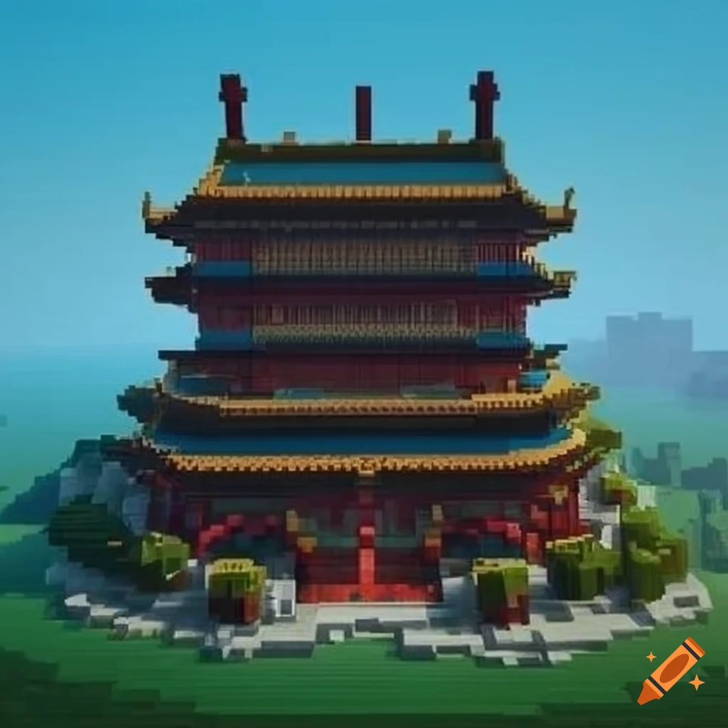 Epic ancient china themed minecraft build on Craiyon