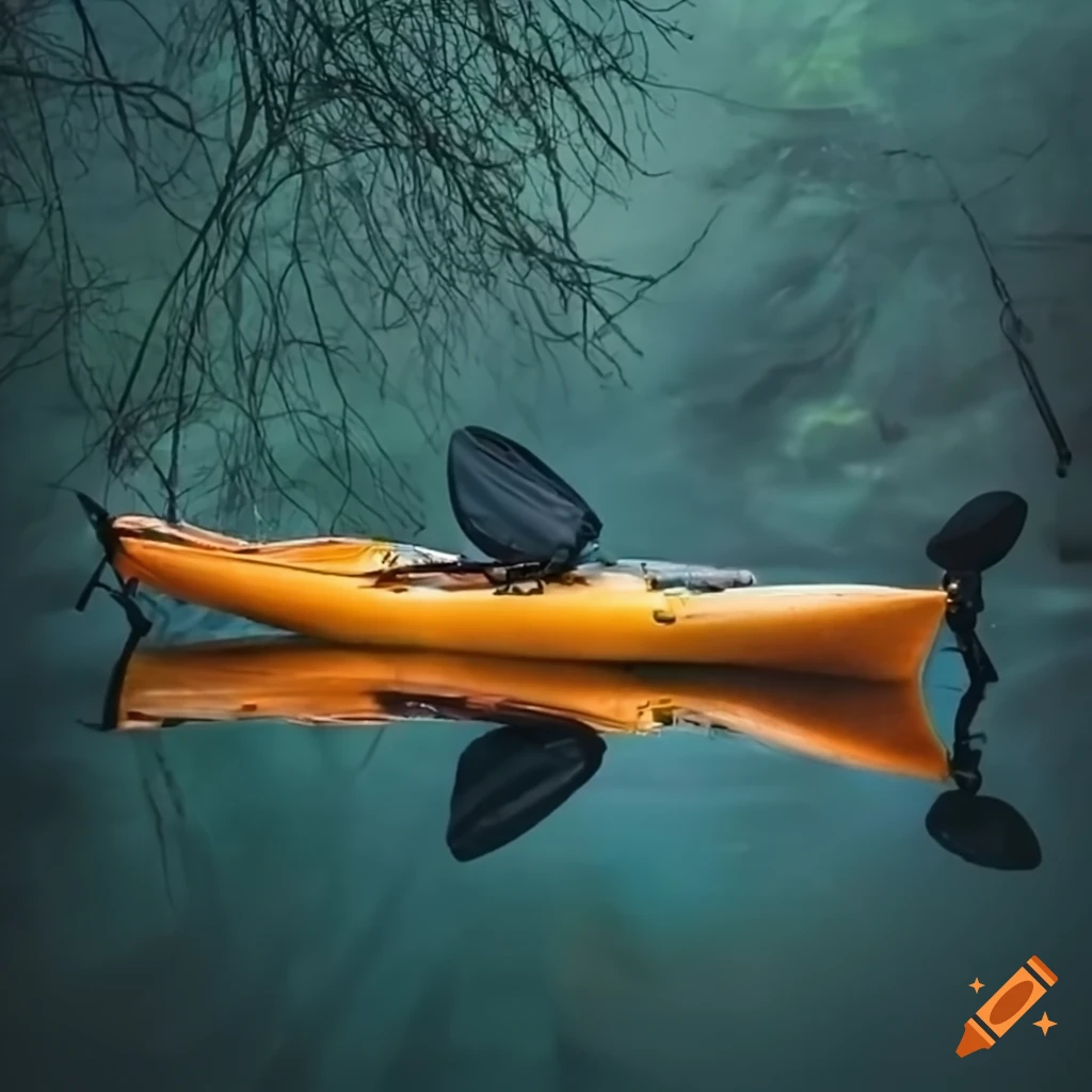 Side profile view of a mango pungo 120 wilderness systems kayak on Craiyon