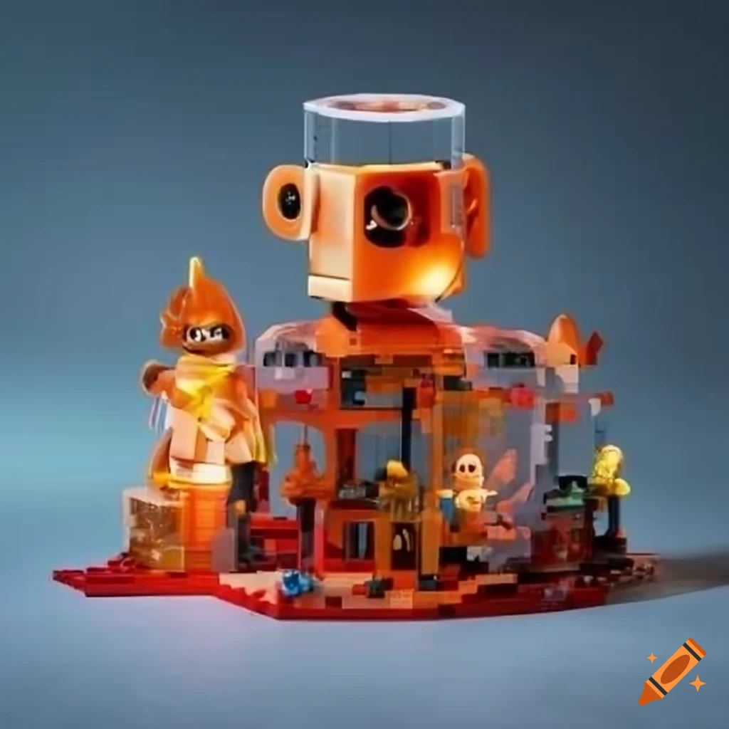 Surreal strange toys like trucks, dolls, legos, glass houses ...