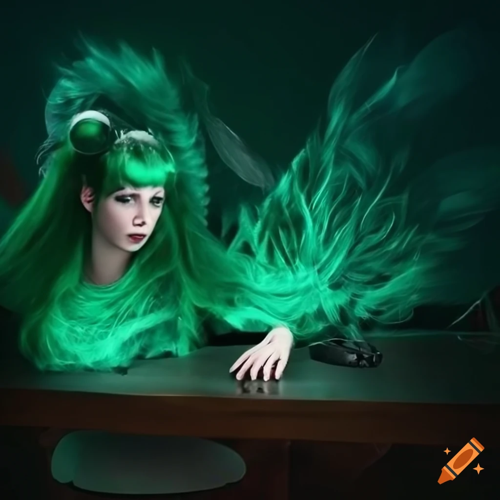 Green Hair Goddessa Woman Who Is Adored Especially For Her Beauty In A Traditional Christian