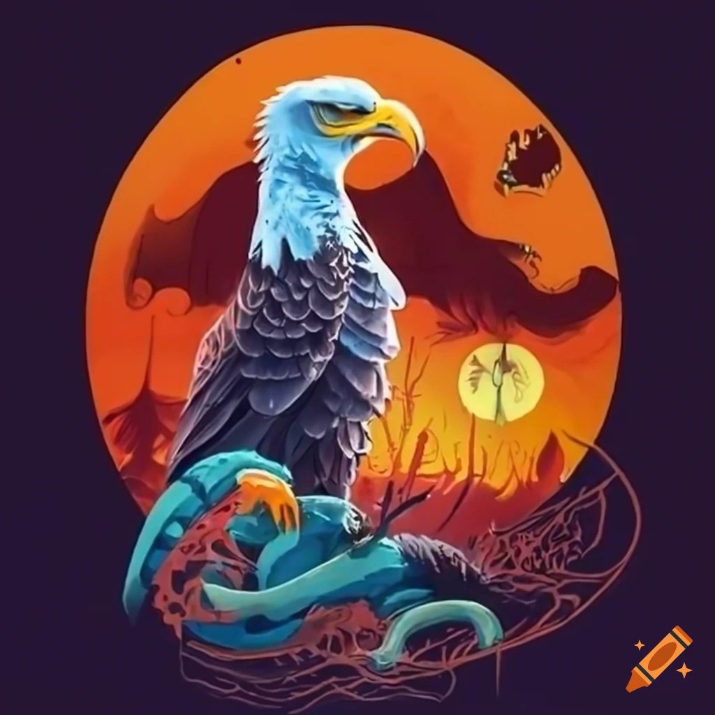 Eagle holding a lizard in tim burton style on Craiyon