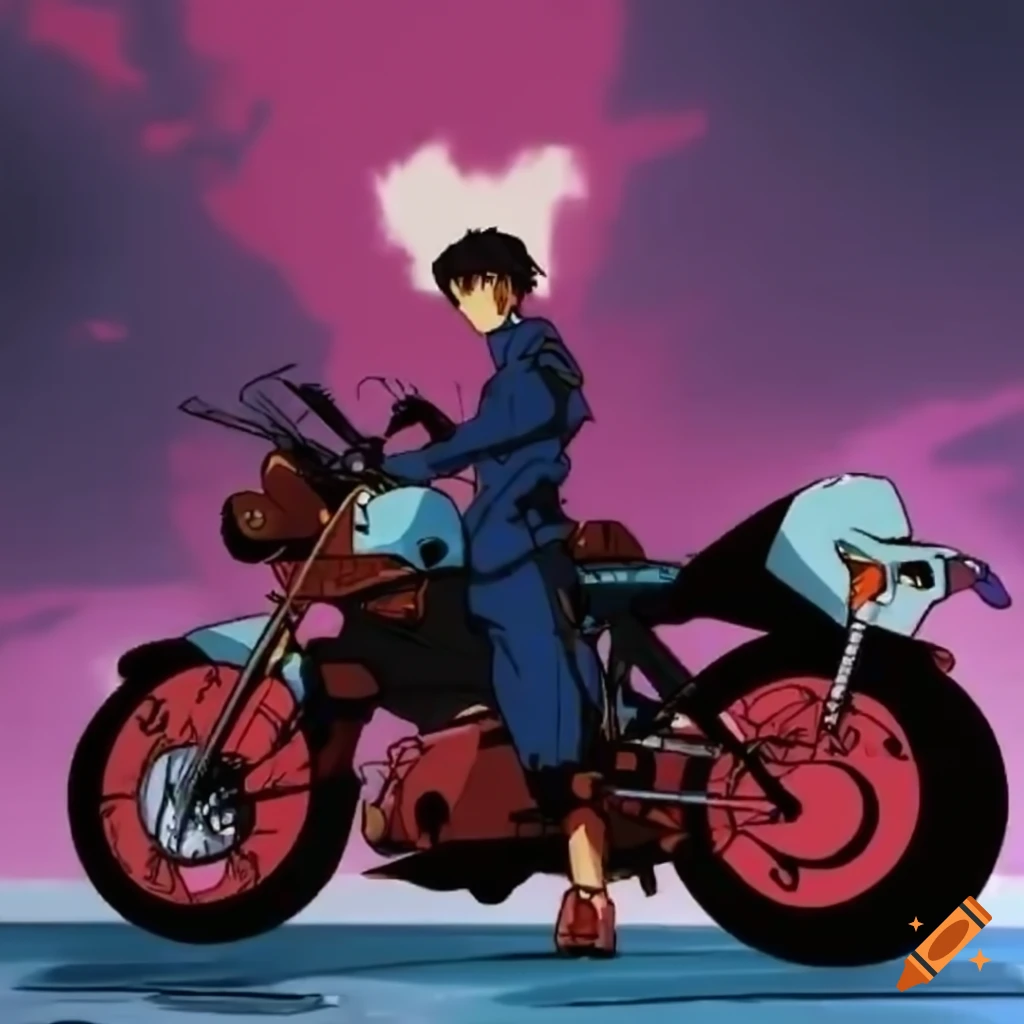 90's anime ova style motorcycle gang on Craiyon