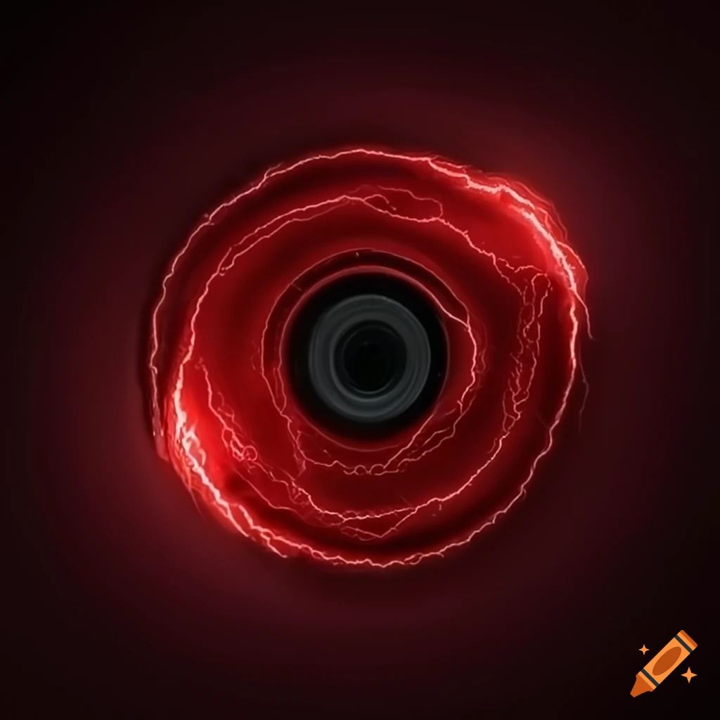 Front camera with red lightning in lens on Craiyon