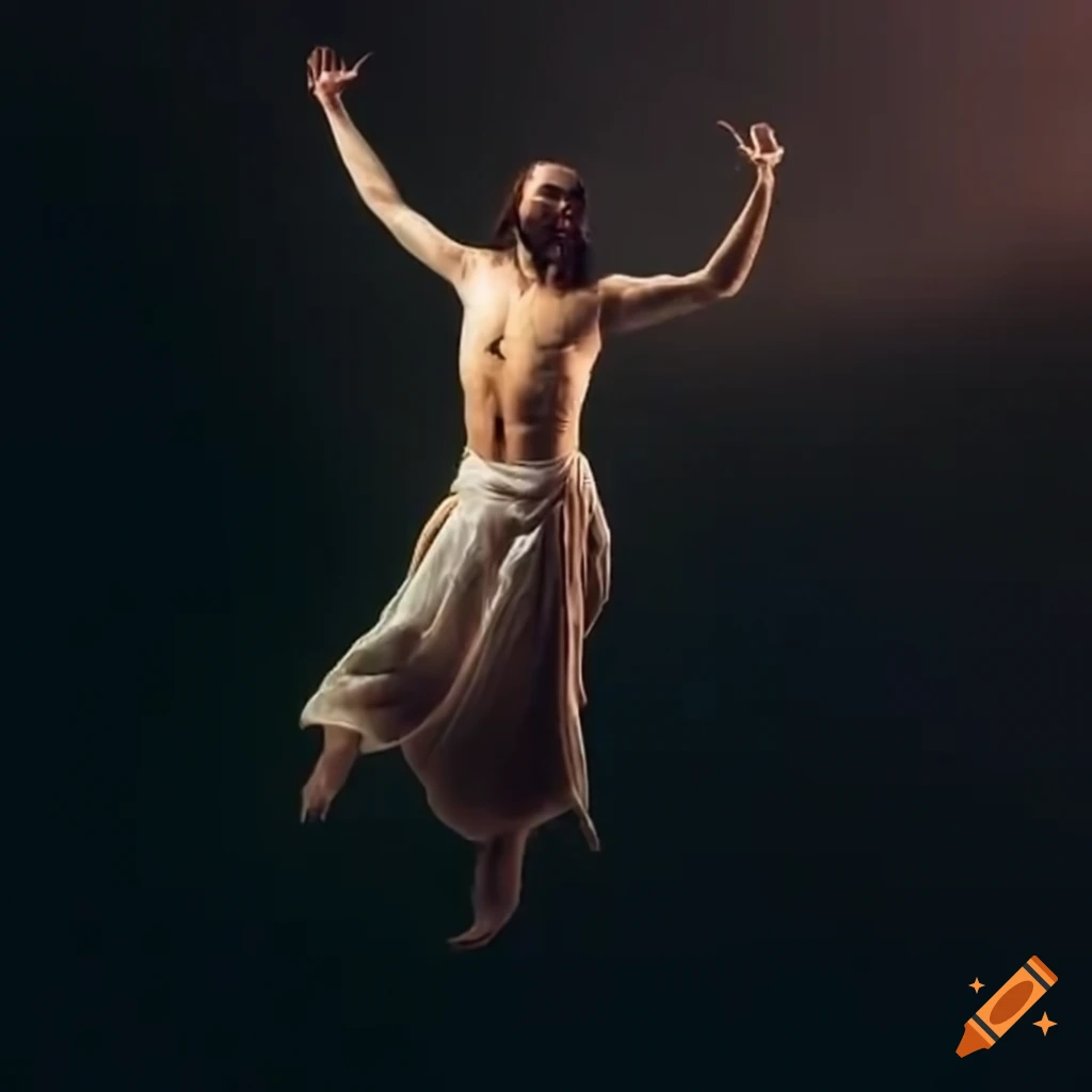 Jesus with arms raised in the air on Craiyon