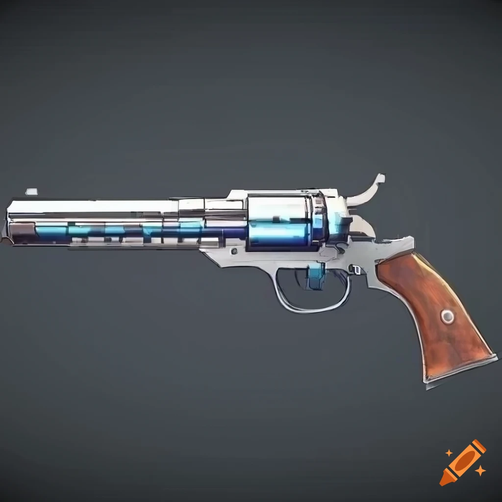 Long-barrel revolver for science fiction art deco design on Craiyon