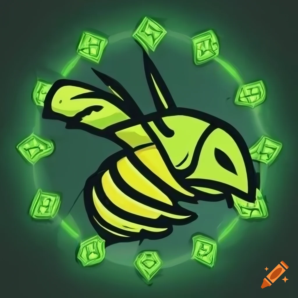 Neon green angry yellowjacket logo vector on Craiyon
