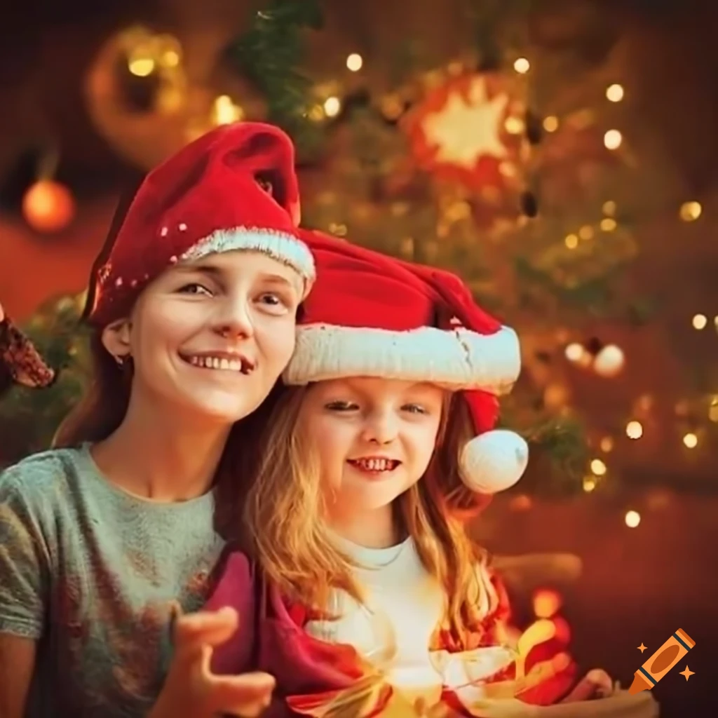 Family celebrating christmas together on Craiyon