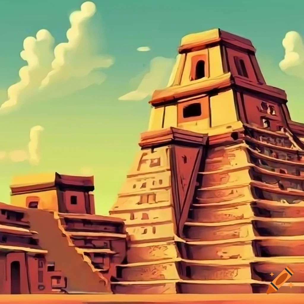 Aztec style city with hidden spiral optical illusion on Craiyon