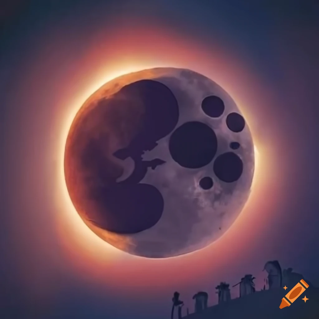 Sun and moon crossing in front of an eclipse in tim burton style on Craiyon