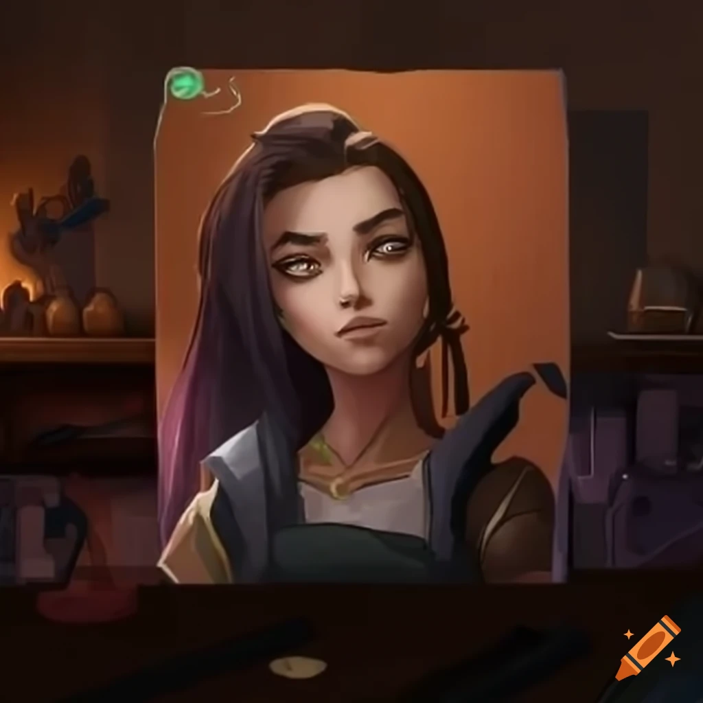 Girl with light brown hair playing valorant in her room on Craiyon